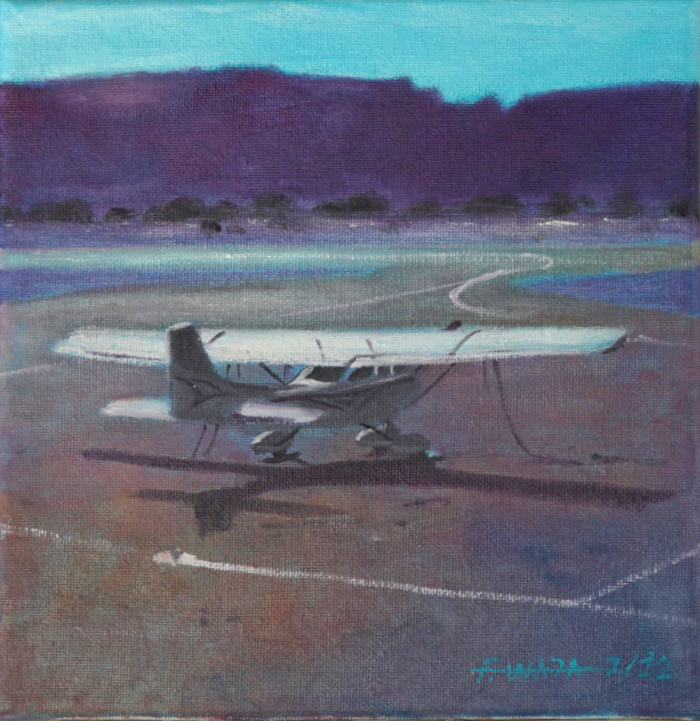 Aviation Art Tethered Cessna 8″ X 8″ Oil – Artworks of Fred Wada