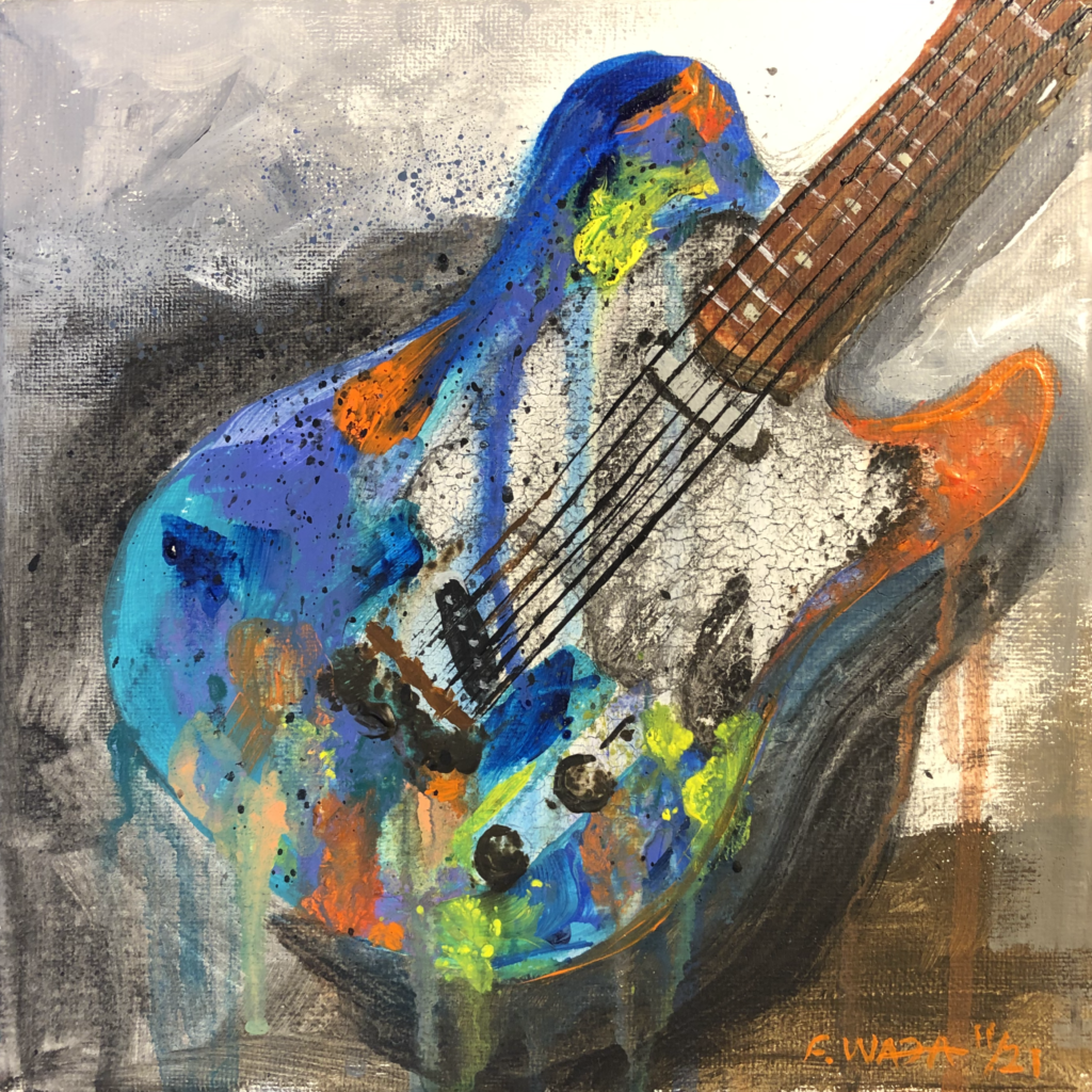 Guitar Rage Telecaster Painting8″ X 8″ Acrylic – Artworks of Fred Wada