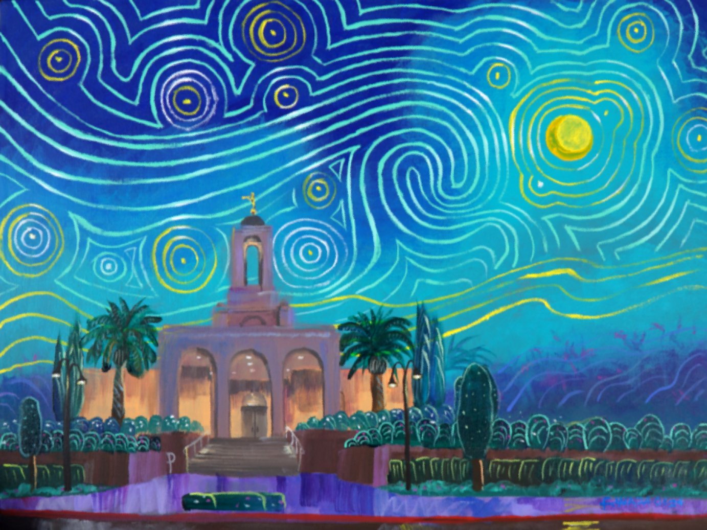 Starry Night Temple Series – Artworks of Fred Wada
